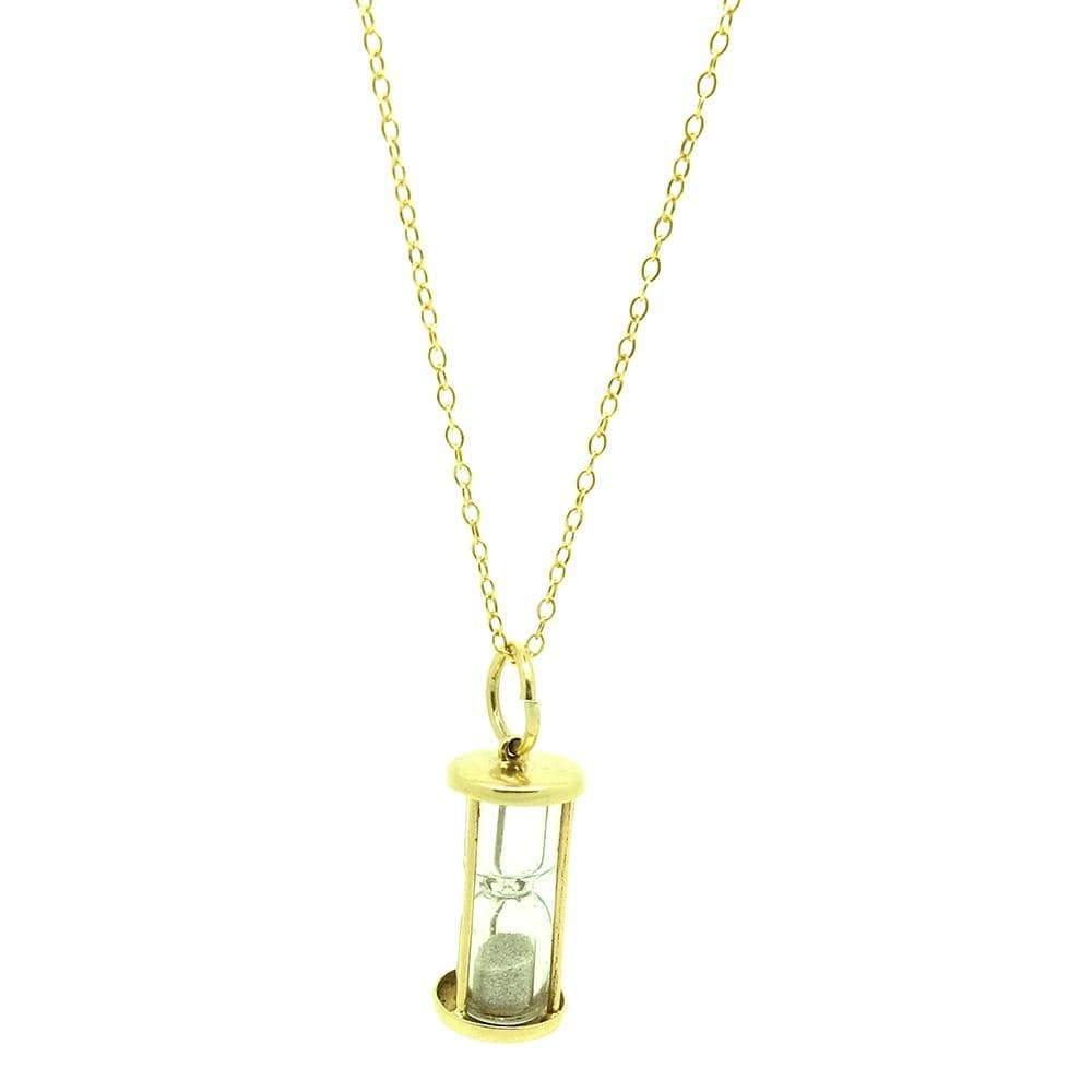 Vintage 1980s Diamond Dust Hourglass Charm Necklace Mayveda Jewelry