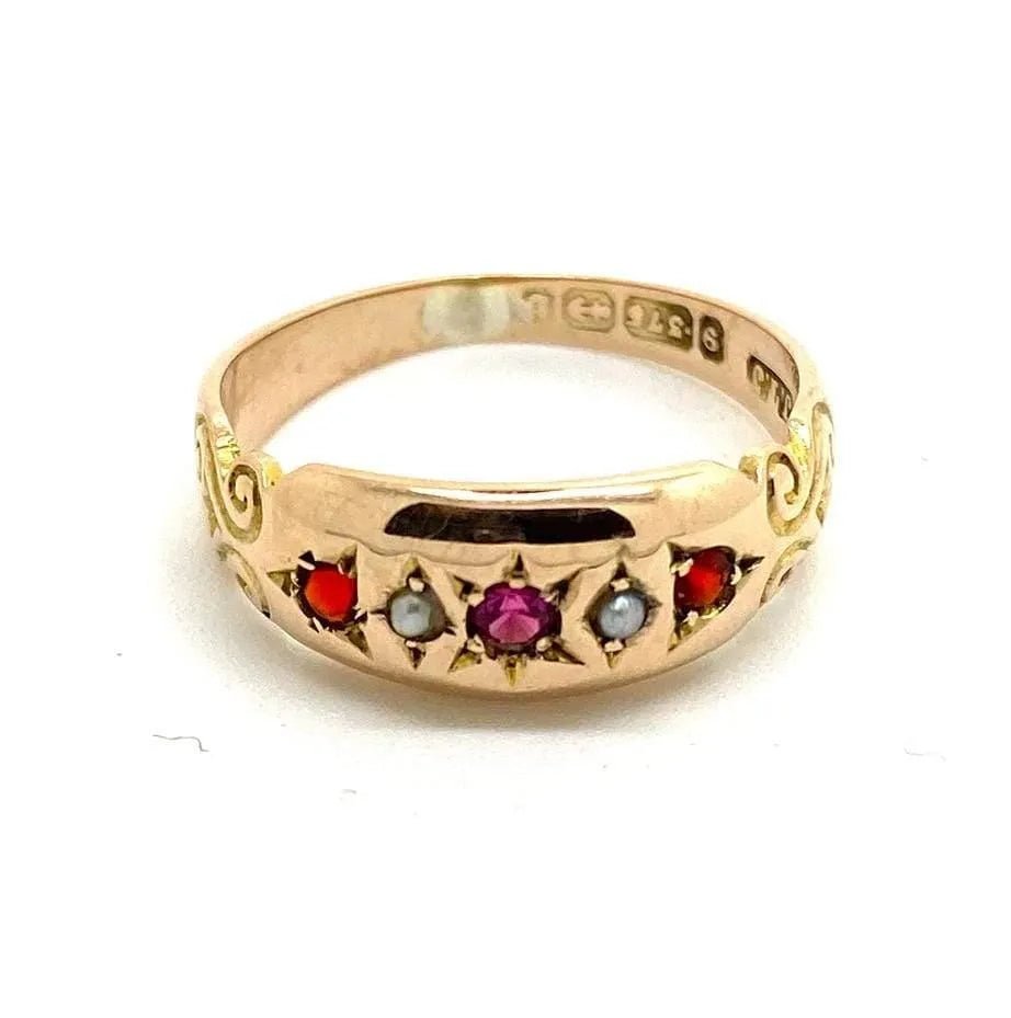 Antique Victorian 1888 Ruby Garnet 9ct Gold Star Ring – Mayveda Jewelry